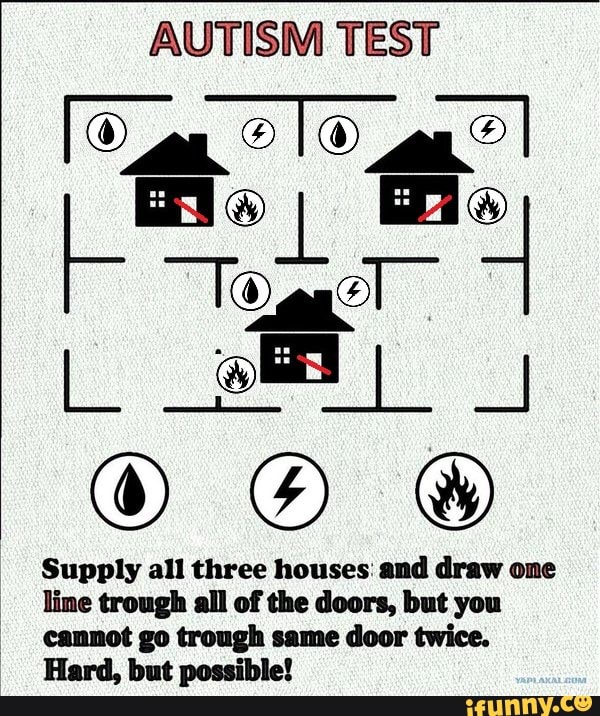 AUTISM TEST o Supply all three houses and draw one line trough all of ...