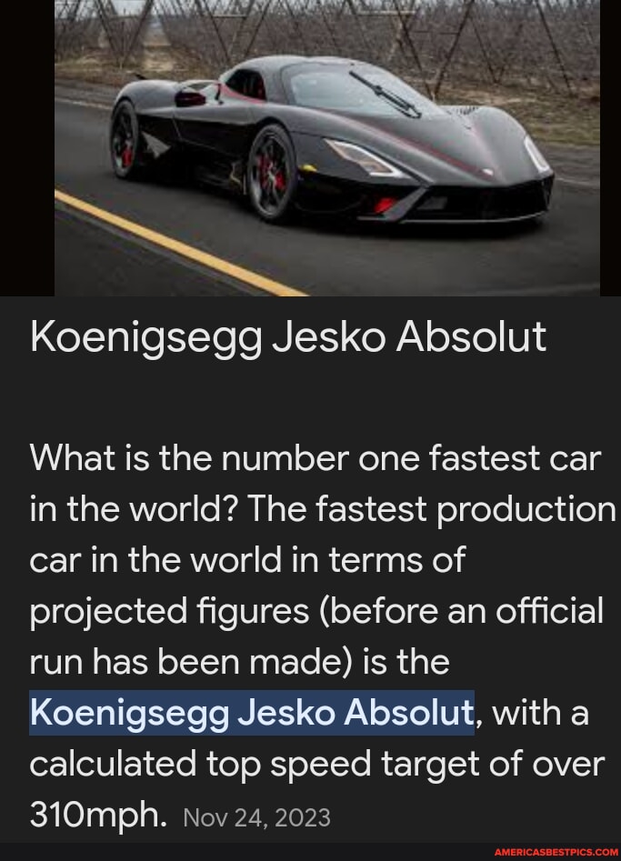 Koenigsegg Jesko Absolut What is the number one fastest car in the ...