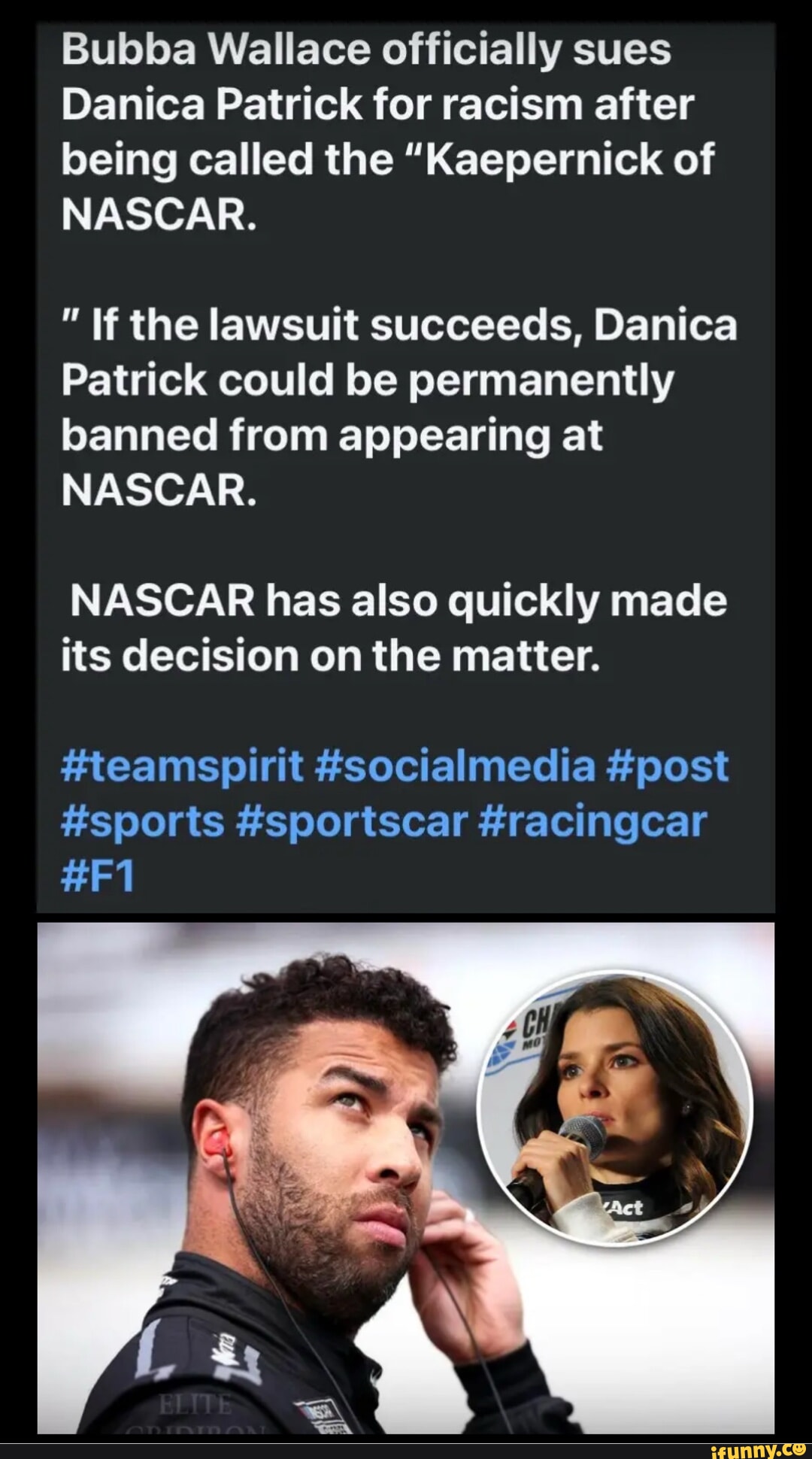 Bubba Wallace officially sues Danica Patrick for racism after being ...