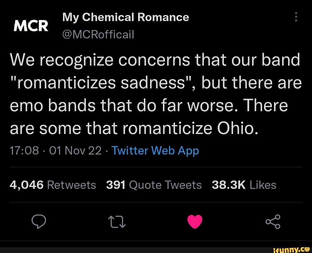 My Chemical Romance @MCRofficail We recognize concerns that our band ...