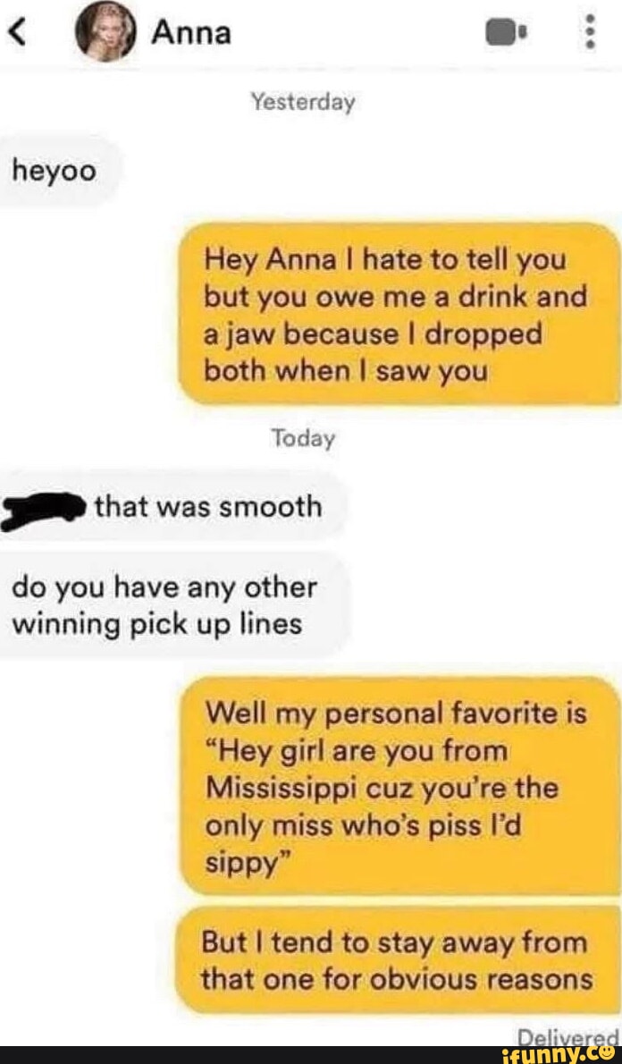 Anna Yesterday heyoo Hey Anna I hate to tell you but you owe me a drink ...