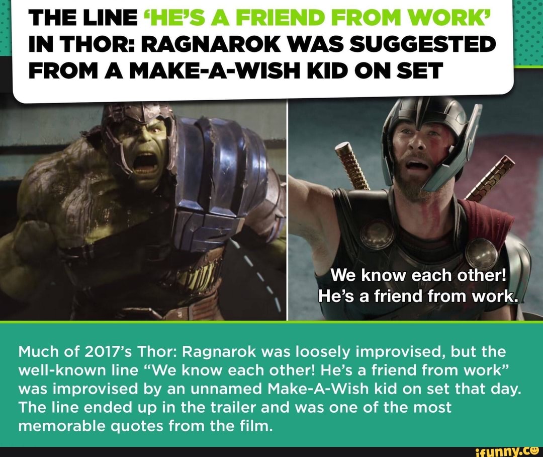 THE LINE IN THOR: RAGNAROK WAS SUGGESTED FROM A MAKE-A-WISH KID ON SET ...