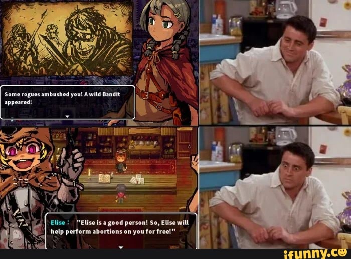 'Some rogues ambushed you! Awild Bandit appeared! Elise : I "Elise is a ...