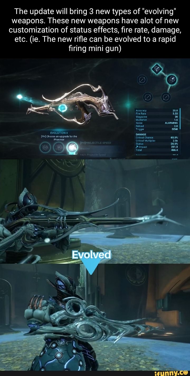 The update will bring 3 new types of "evolving" weapons. These new ...