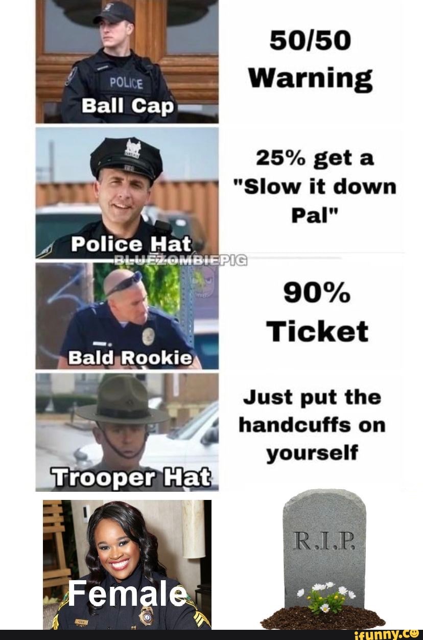 POLE Warning Ball Cap 25% geta "Slow it down Pal" Police Hat Bald ...
