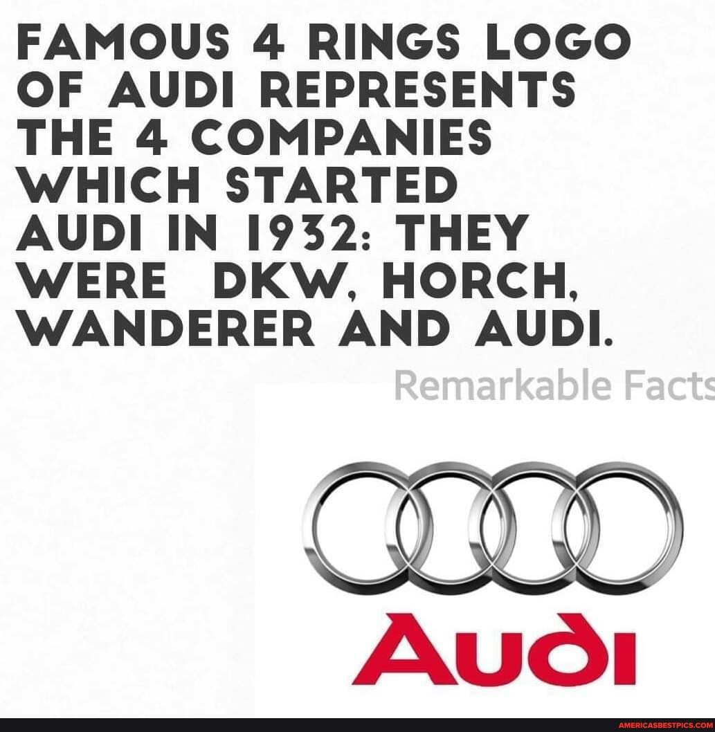 FAMOUS 4 RINGS LOGO OF AUDI REPRESENTS THE 4 COMPANIES WHICH STARTED ...