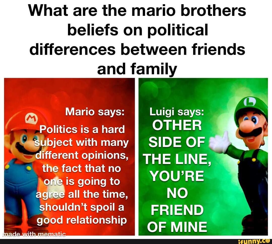 What are the mario brothers beliefs on political differences between ...
