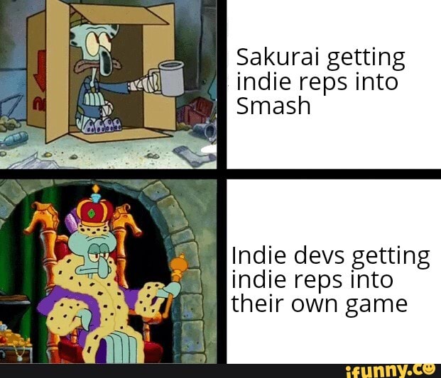 Sakurai getting indie reps into Smash Indie devs getting indie reps ...