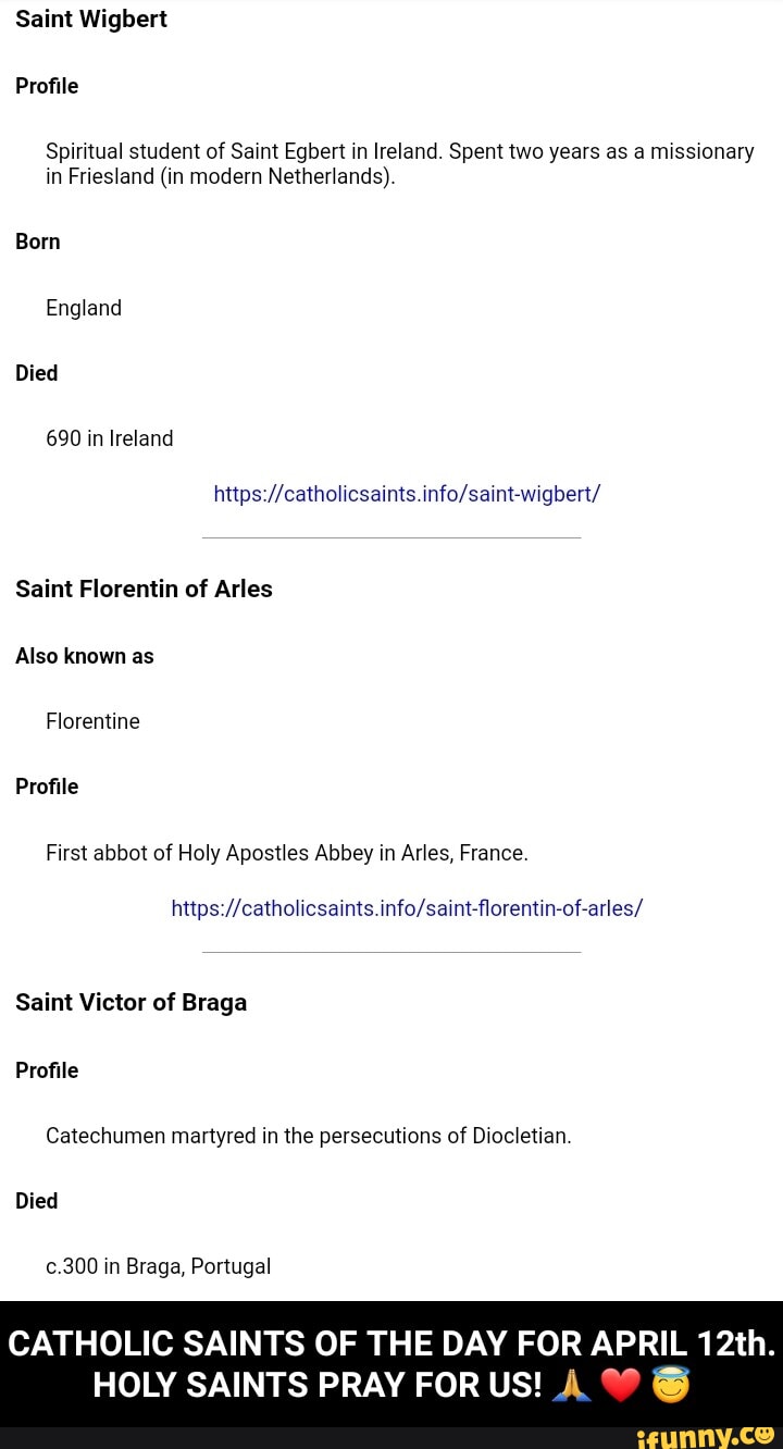 Saint Wigbert Profile Spiritual student of Saint Egbert in Ireland ...