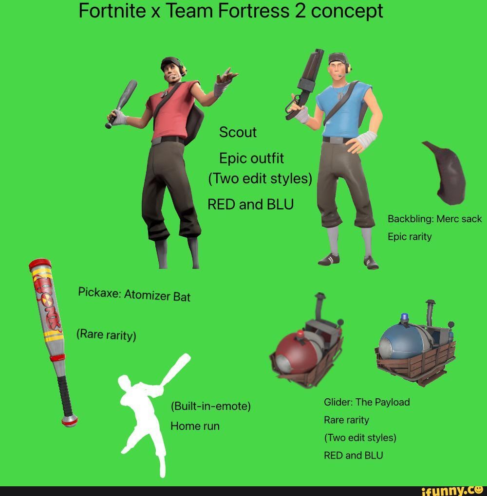 Fortnite x Team Fortress 2 concept Scout Epic outfit (Two edit styles ...