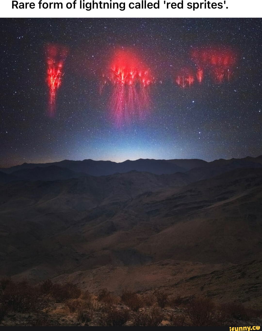 Rare form of lightning called 'red sprites'. - iFunny
