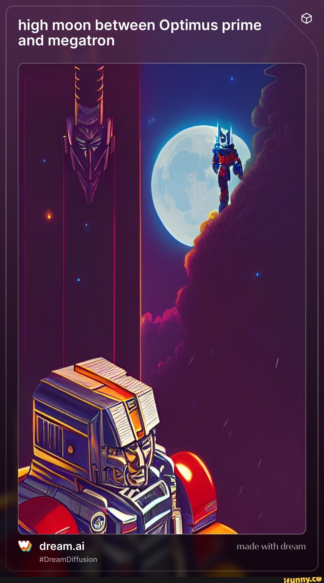 High moon between Optimus prime and megatron ww dream.ai made with ...