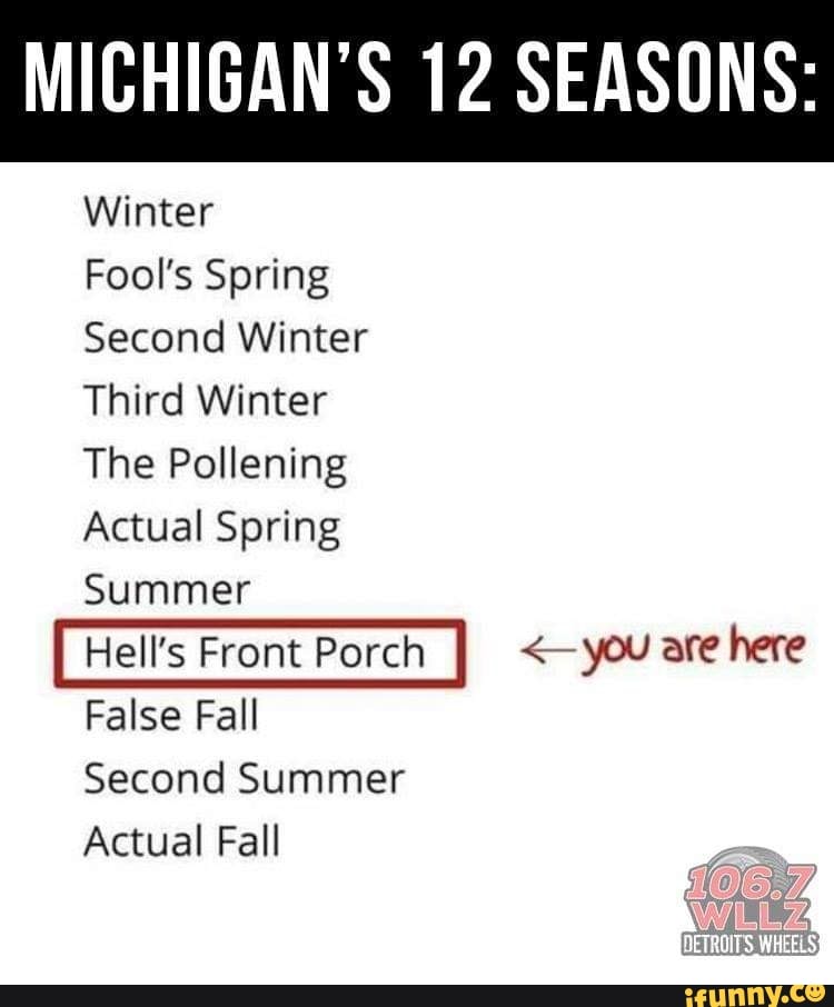MICHIGAN’S 12 SEASONS: Winter Fool’s Spring Second Winter Third Winter ...