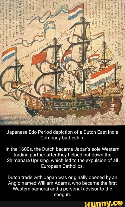 Japanese Edo Period depiction of a Dutch East India Company battleship ...