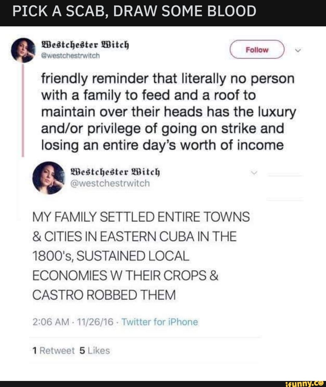 PICK A SCAB, DRAW SOME BLOOD friendly reminder that literally no person ...