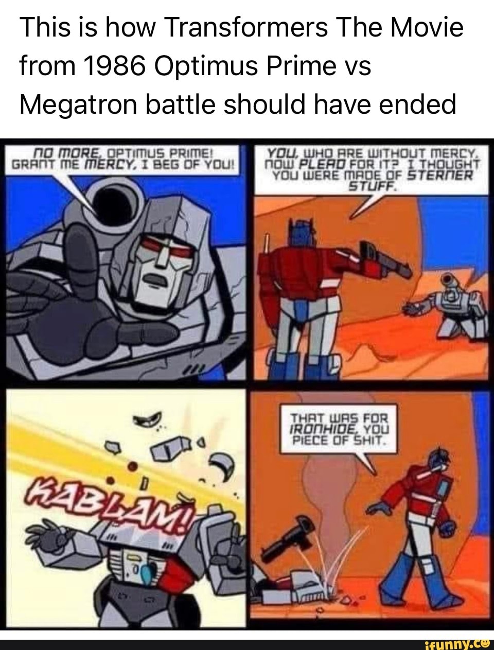 This is how Transformers The Movie from 1986 Optimus Prime vs Megatron ...