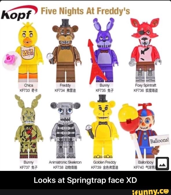 Kopf? Five Nights At Freddy's Looks at Springtrap face XD Chica Freddy ...