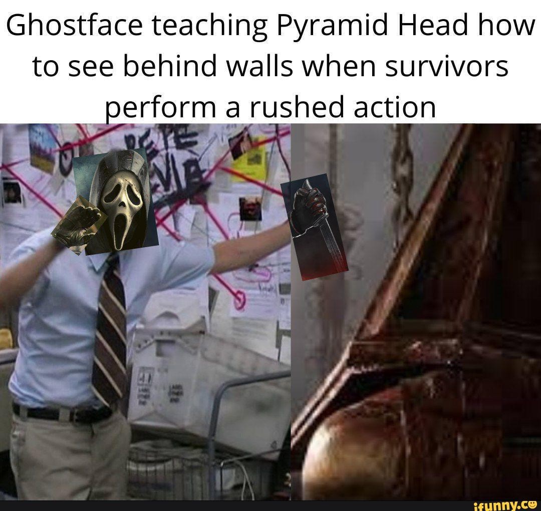 Ghostface teaching Pyramid Head how to see behind walls when survivors ...