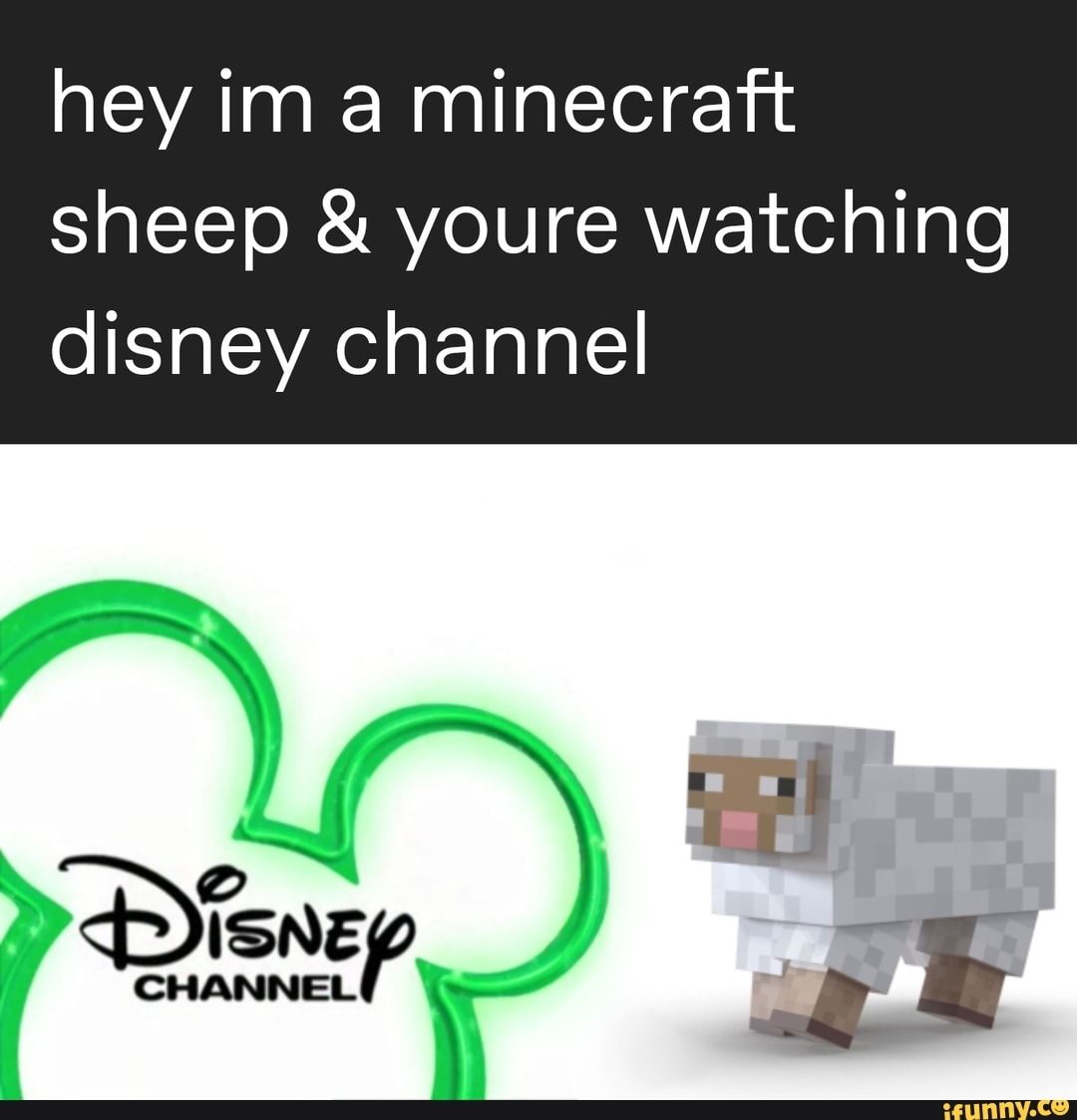 Hey im minecraft sheep & youre watching disney channel - iFunny