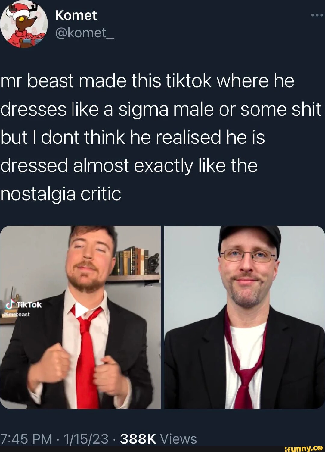 Mr beast made this tiktok where he dresses like a sigma male or some ...