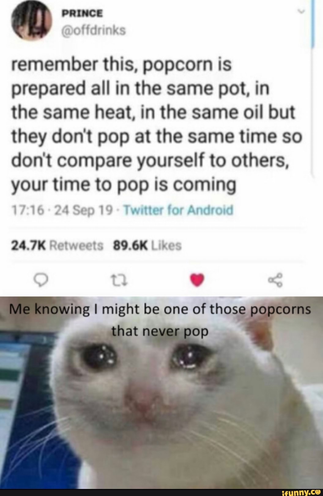 PRINCE remember this, popcorn is prepared all in the same pot, in the ...