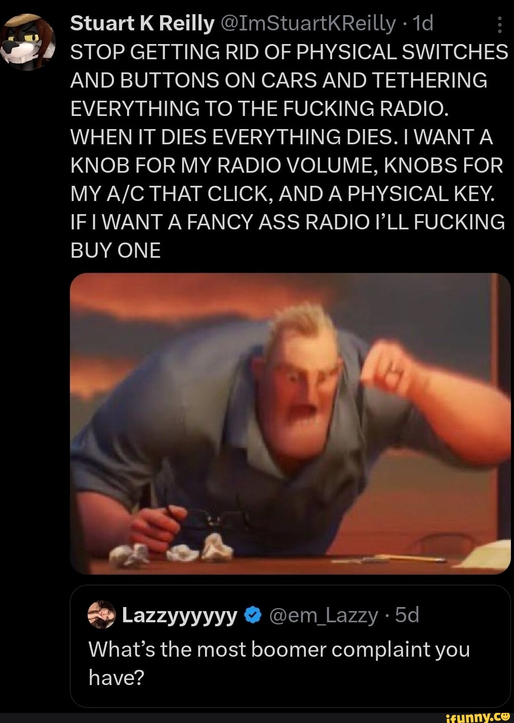 Stuart K Reilly @ImStuartkReilly STOP GETTING RID OF PHYSICAL SWITCHES ...