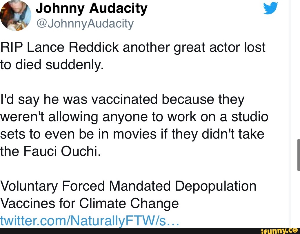 Johnny Audacity @JohnnyAudacity RIP Lance Reddick another great actor ...