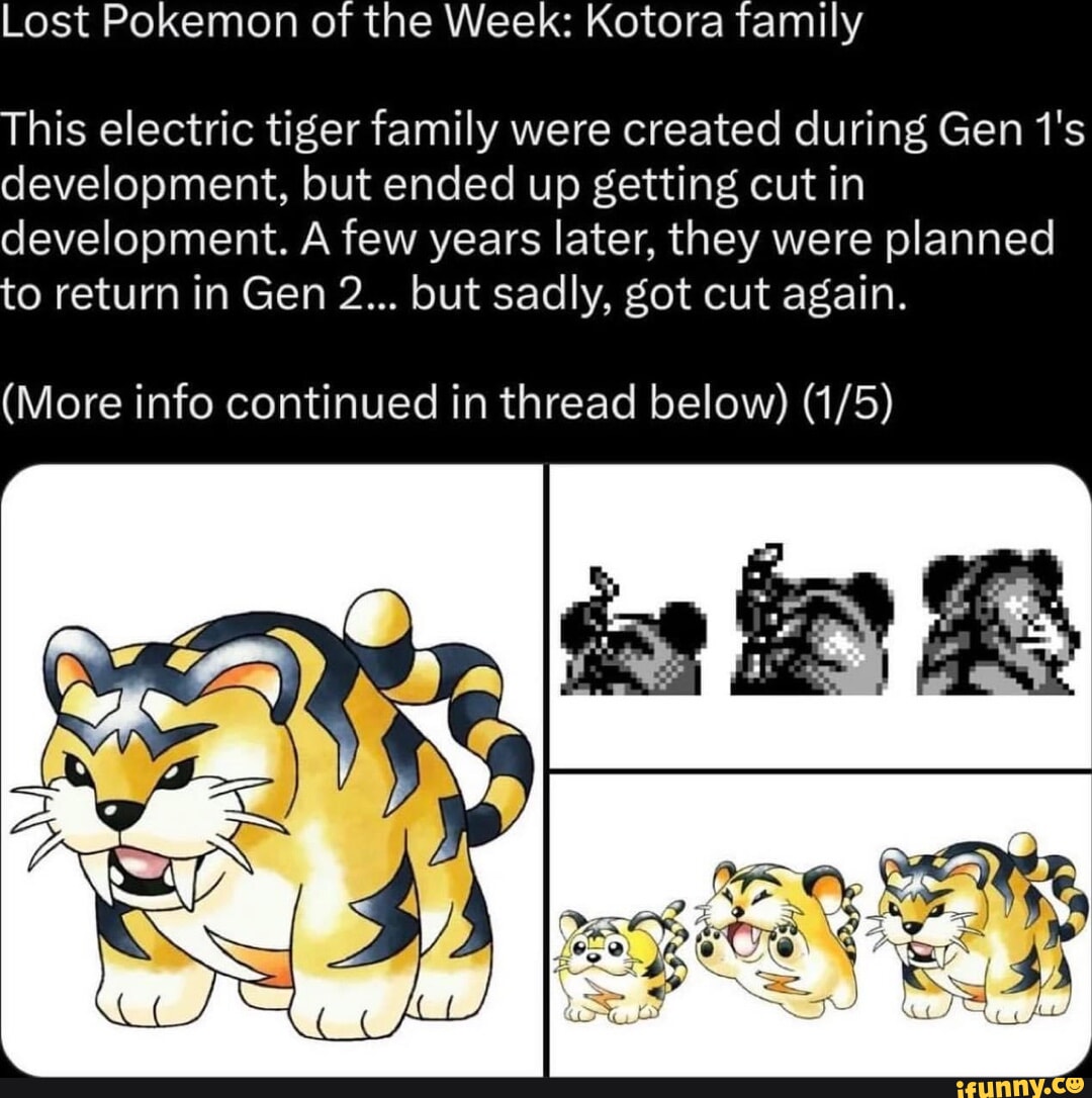 Lost Pokemon of the Week: Kotora family This electric tiger family were ...