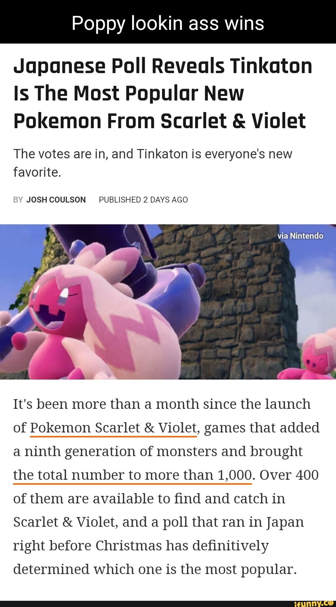 Poppy lookin ass wins Japanese Poll Reveals Tinkaton Is The Most ...