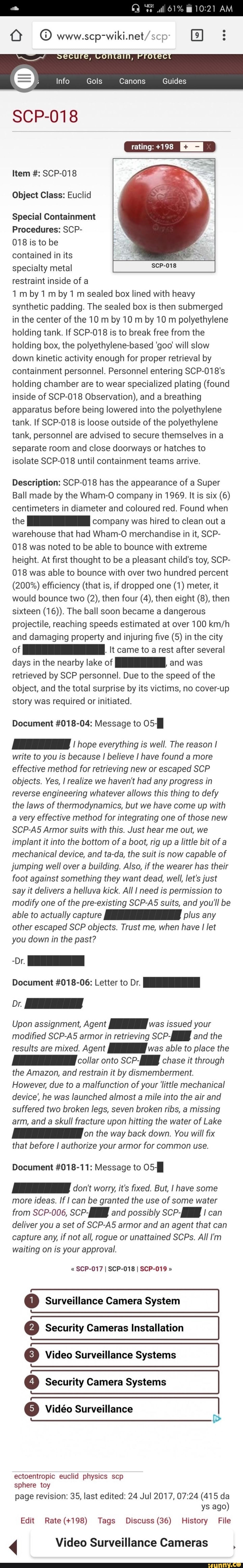 O © www.scp'wikinet/scp- El SCP-O18 Item #: SCP-018 Object Class: Euclid Special Containment ...