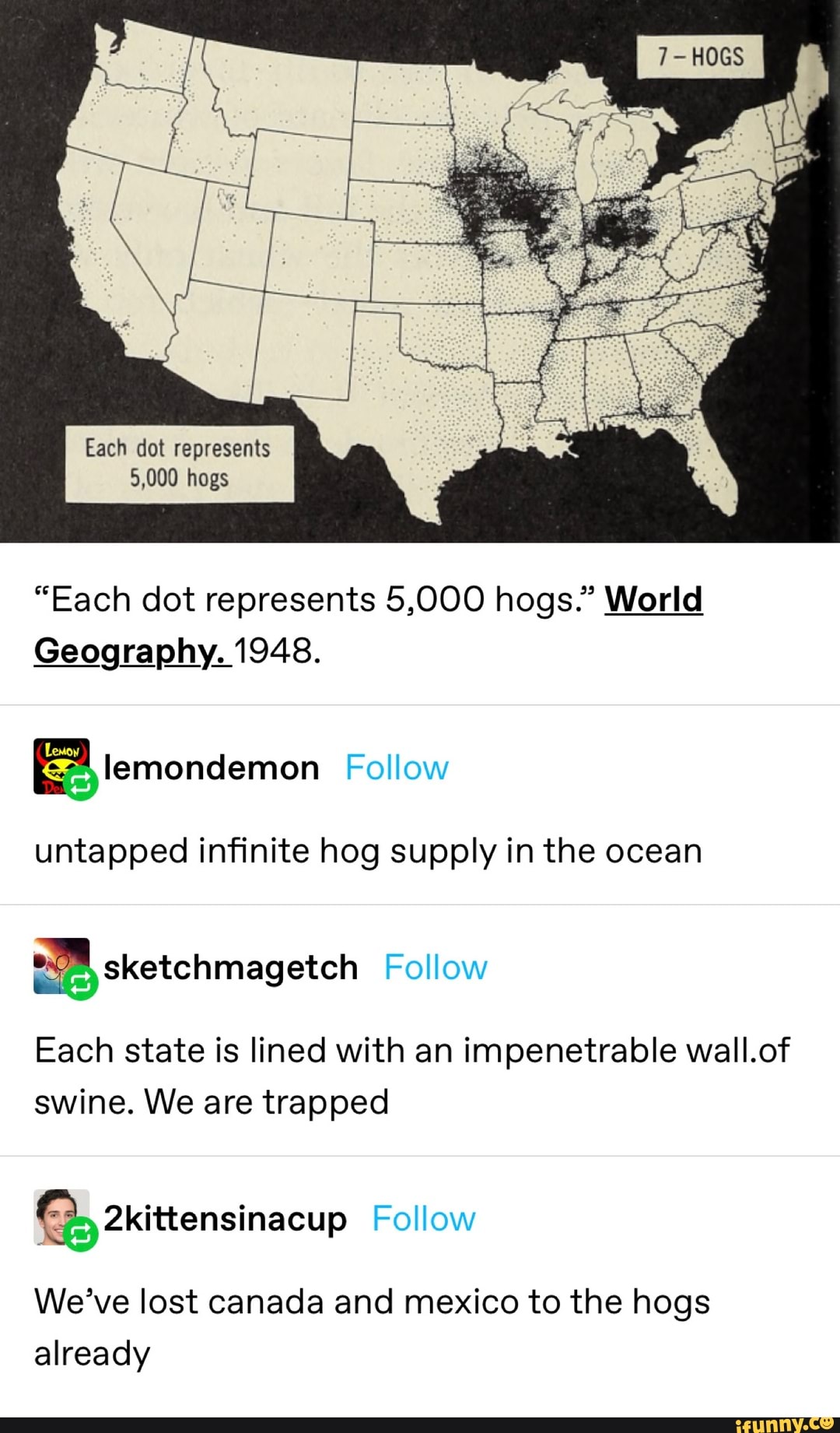 Each dot represents 5,000 hogs "Each dot represents 5,000 hogs." World ...