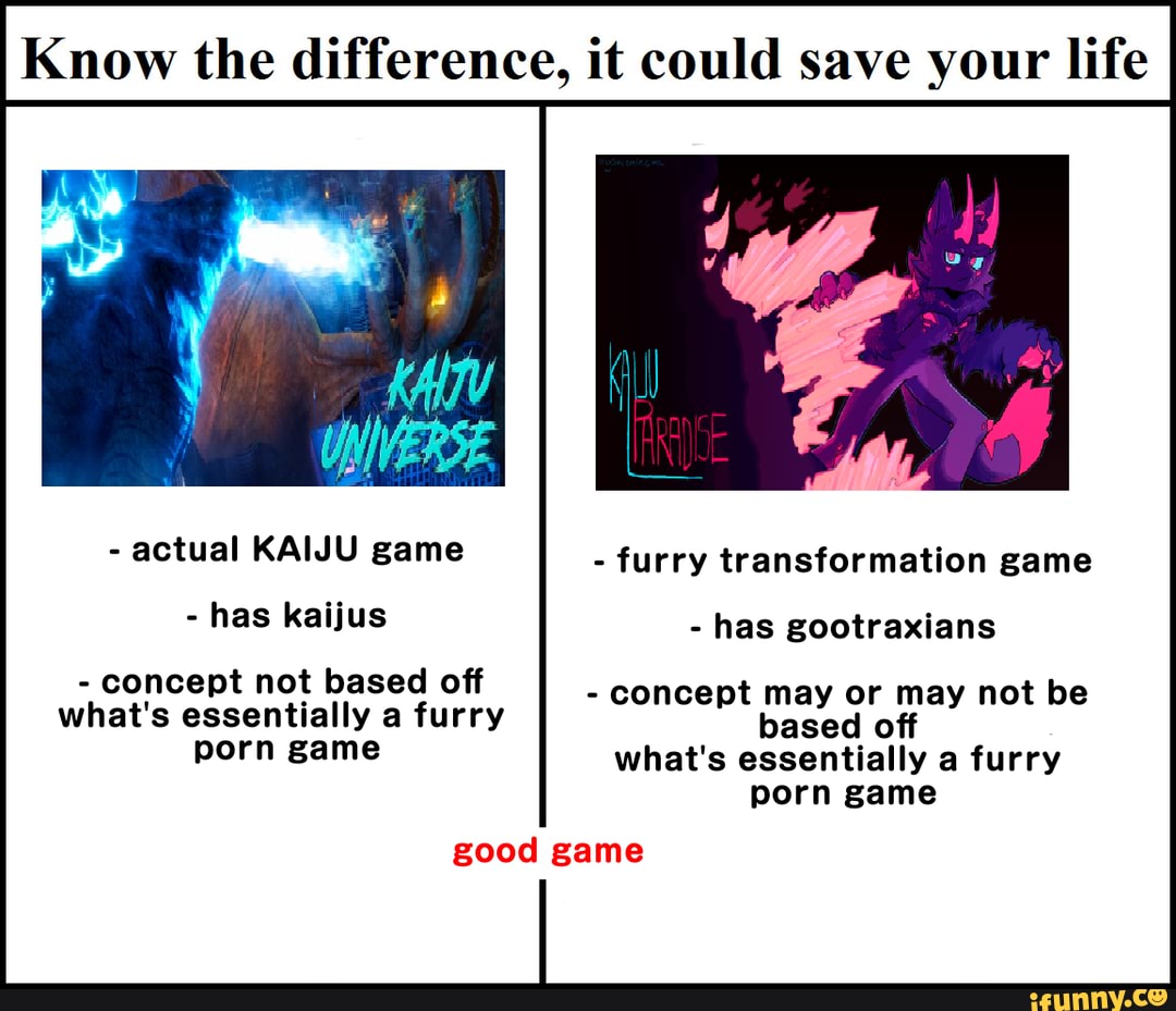 Know the difference, it could save your life - actual KAIJU game - furry transformation game ...