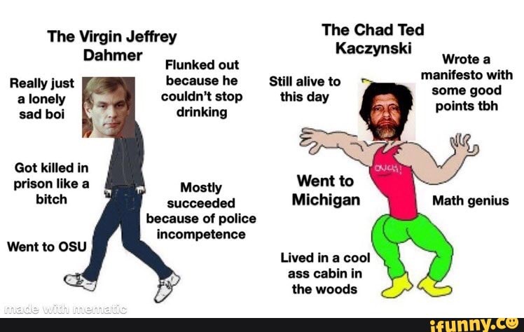 The Virgin Jeffrey The Chad Ted Kaczynski Dahmer Flunked out Wrote a ...