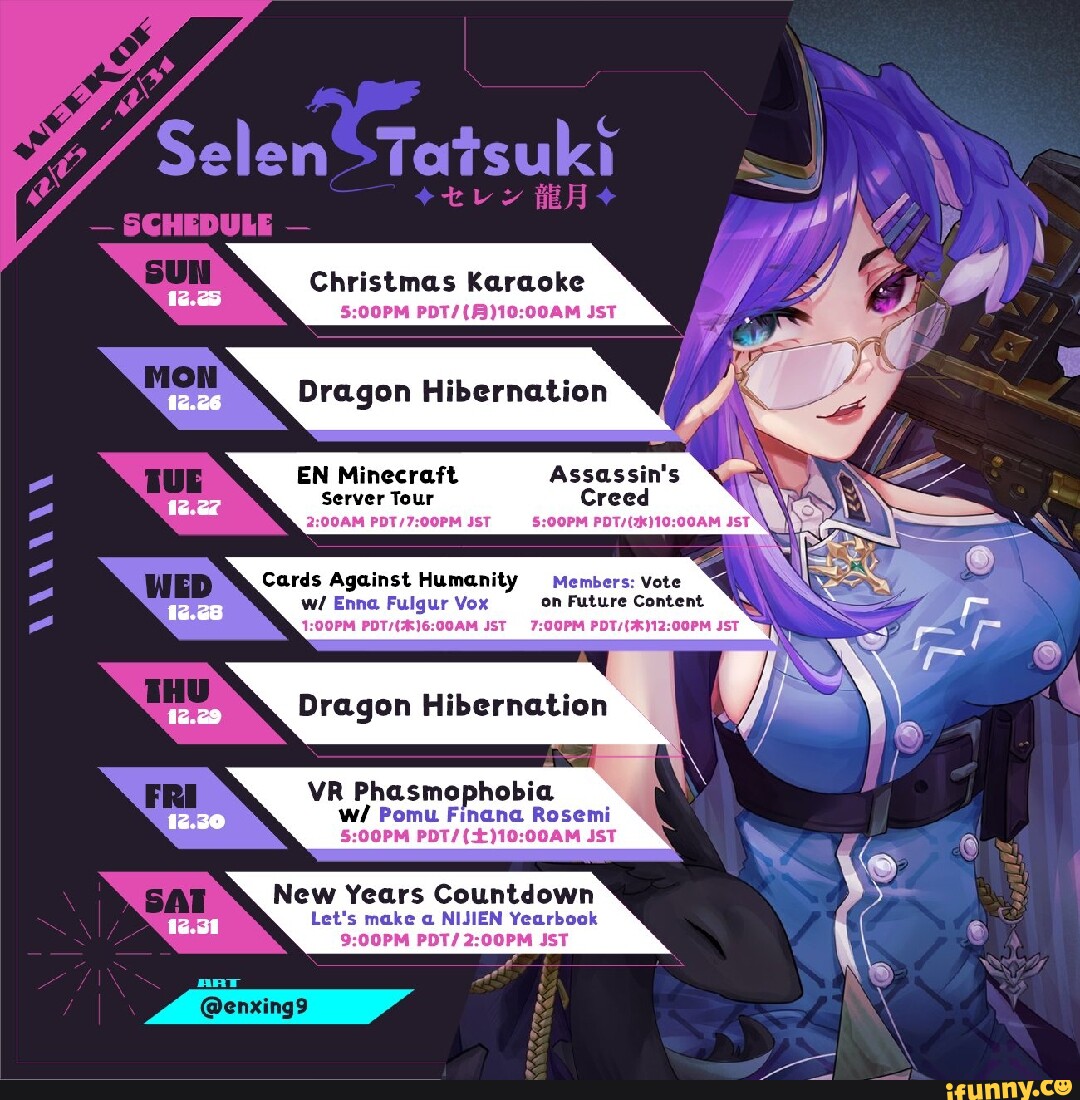 Selen Tatsuki XX SCHEDULE Dragon Hibernation EN Minecraft Assassin's ...