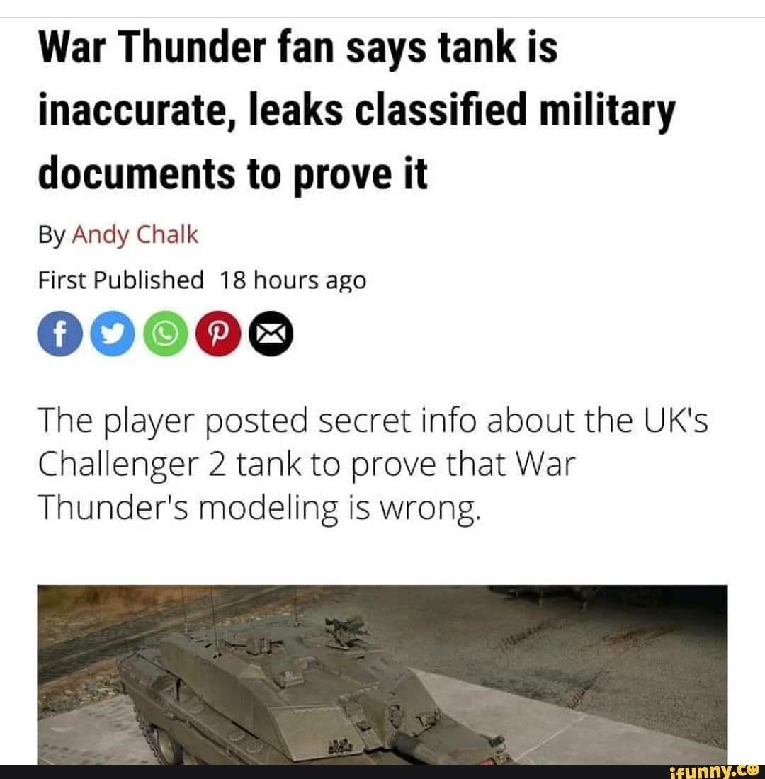 War Thunder fan says tank is inaccurate, leaks classified military ...