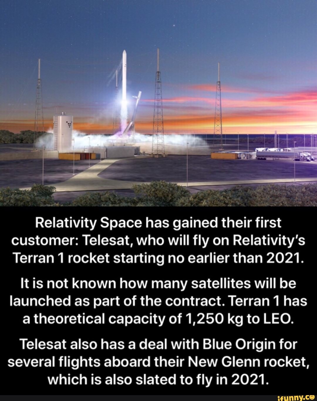 Relativity Space has gained their first customer: Telesat, who will fly ...