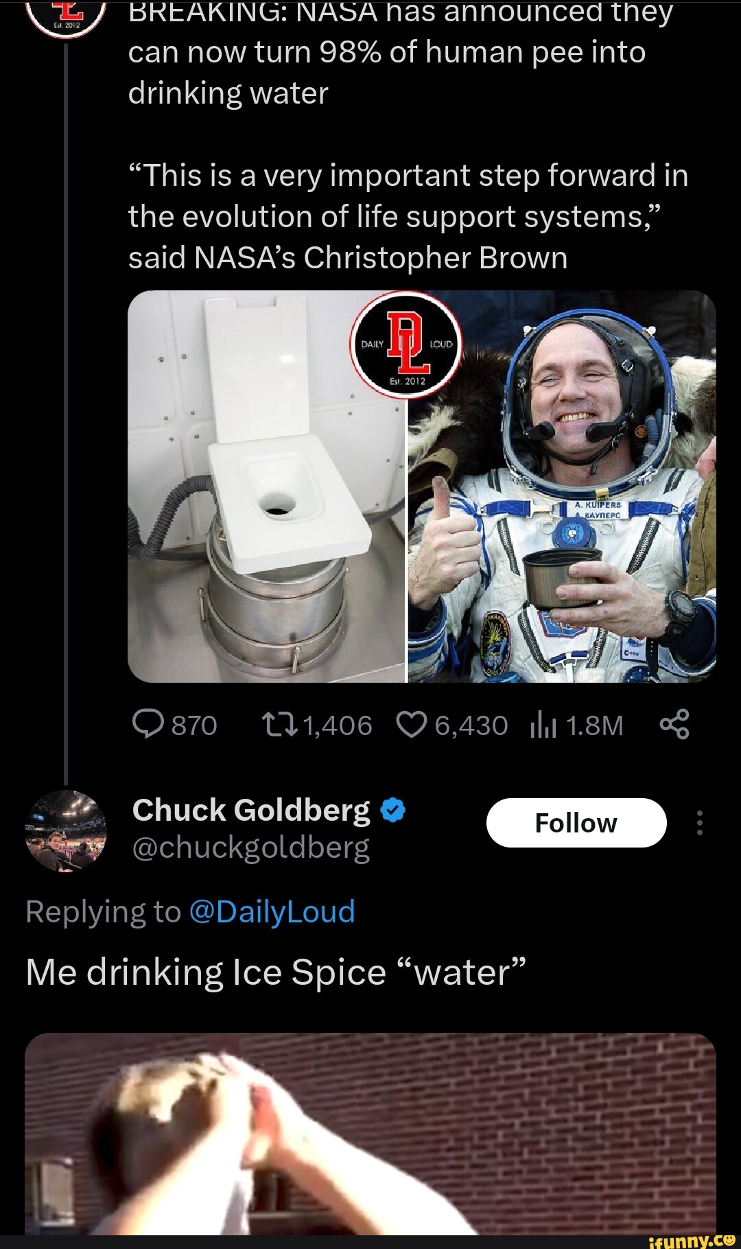 BREAKING: NASA has announced they can now turn 98% of human pee into ...