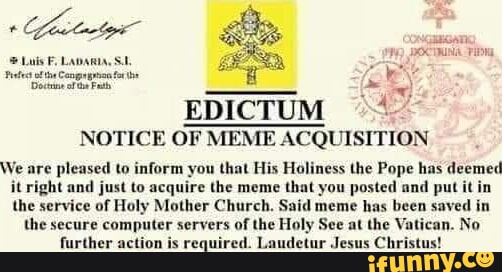 DOCTRINA. EDICTUM NOTICE OF MEME ACQUISITION We are pleased to inform ...