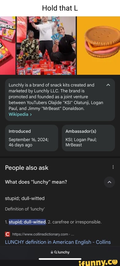 Hold that L Lunchly is a brand of snack kits created and marketed by ...