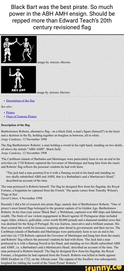 Black Bart was the best pirate. So much power in the ABH AMH ensign ...