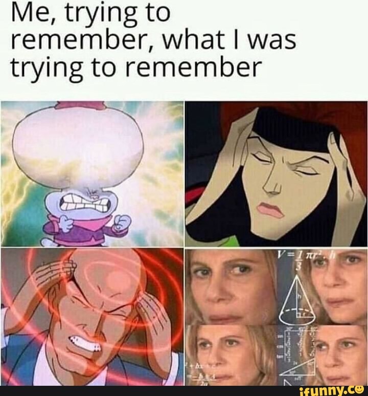 Me, trying to remember, what I was trying to remember - iFunny