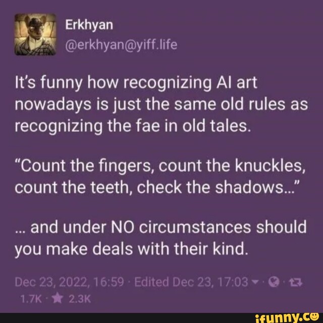 Erkhyan life it's funny how recognizing Al art nowadays is just the ...