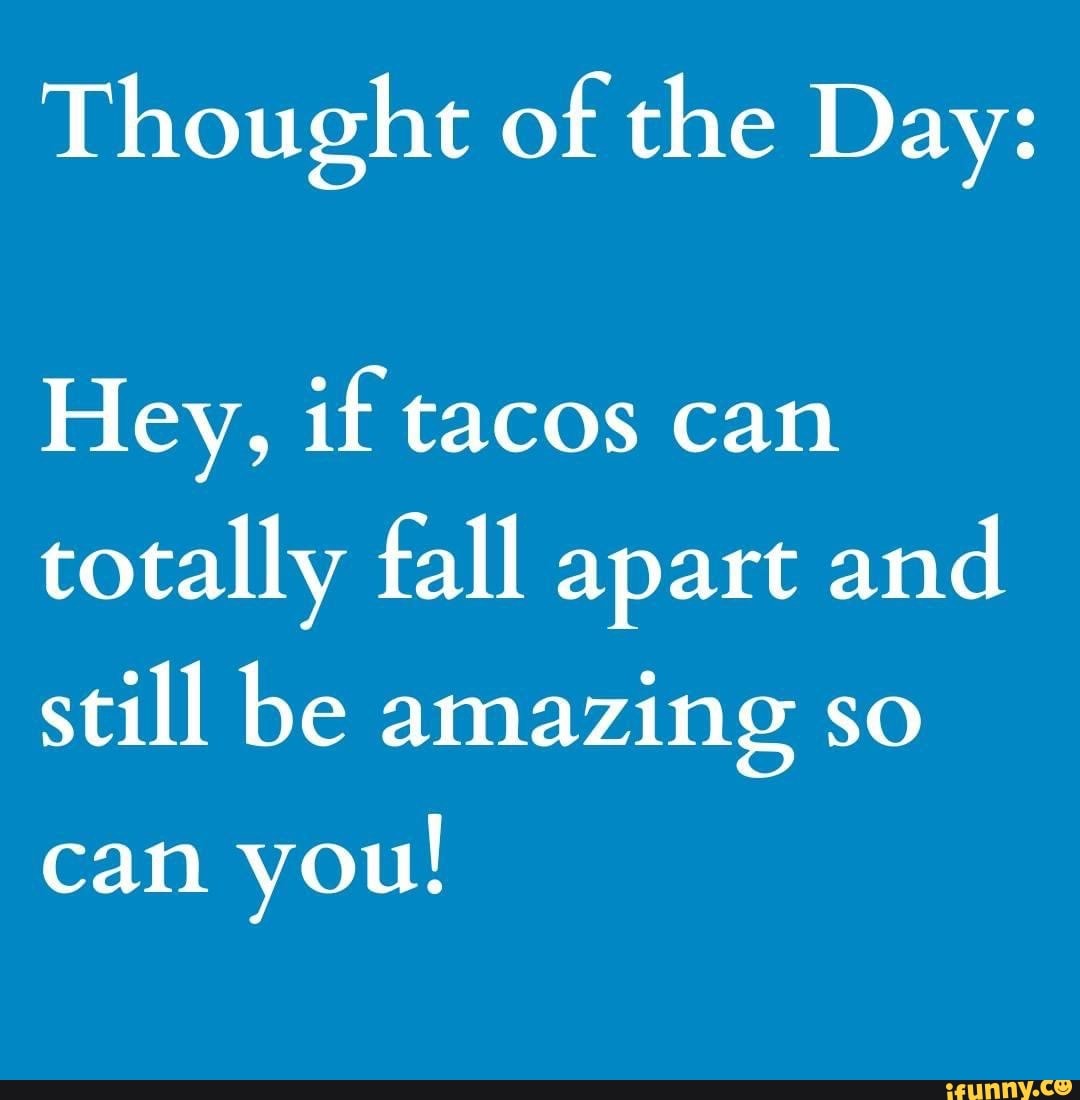 Thought of the Day: Hey, if tacos can totally fall apart and still be ...