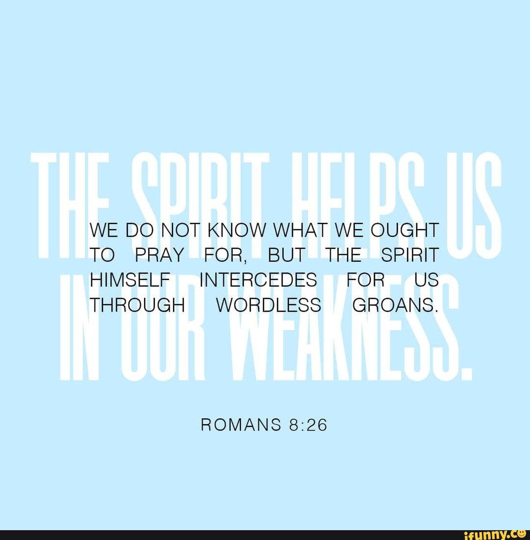 WE DO NOT KNOW WHAT WE OUGHT TO PRAY FOR, BUT THE SPIRIT HIMSELF ...