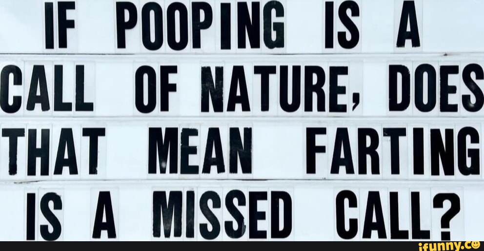 'IF POOPING IS A CALL OF NATURE, DOES THAT MEAN FARTING IS A MISSED ...