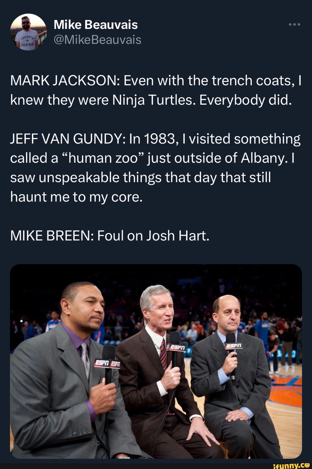 Mike Beauvais of MARK JACKSON: Even with the trench coats, I knew they ...