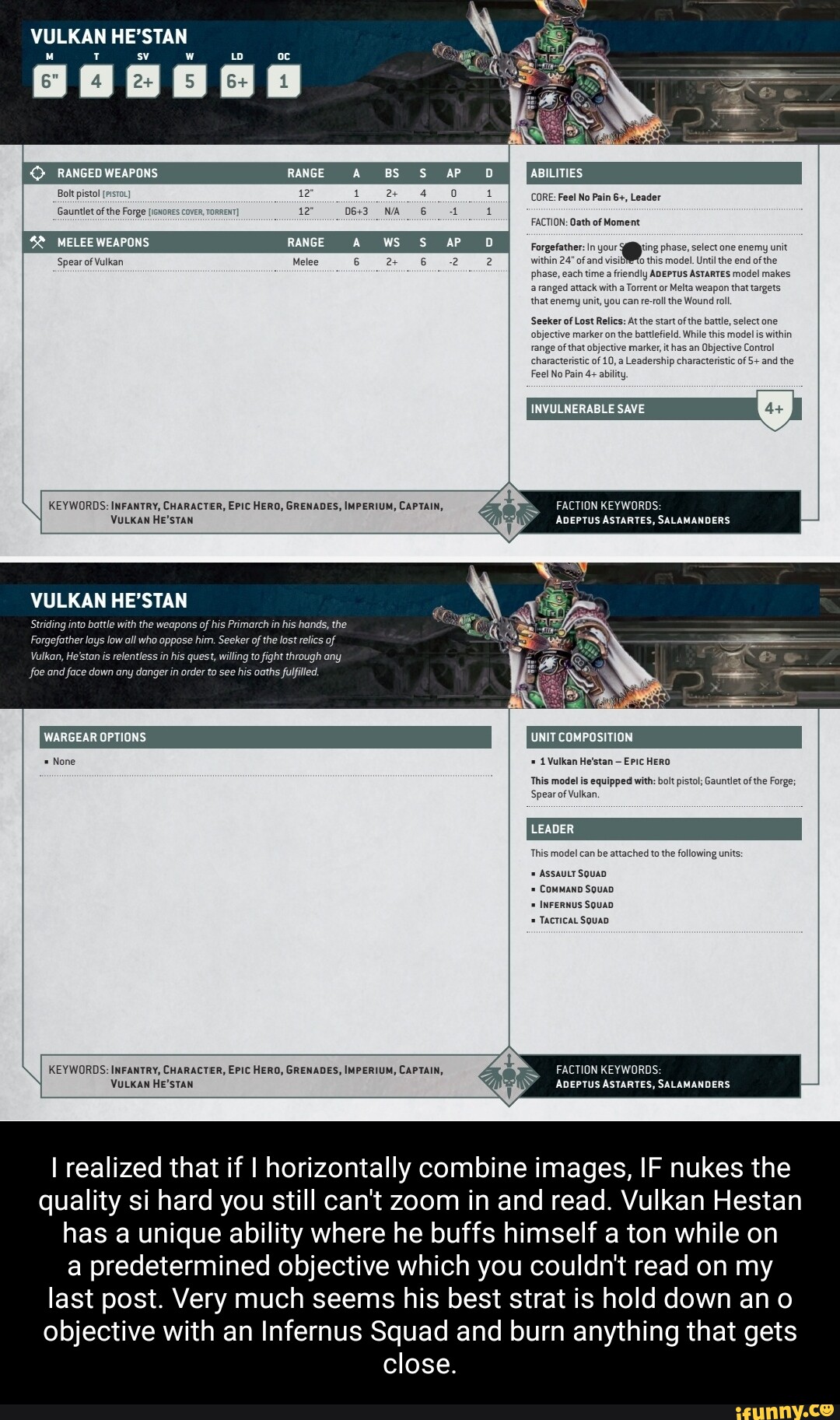VULKAN HE'STAN RANGED WEAPONS ABILITIES Bolt pistol jrstou} CORE: Feel ...