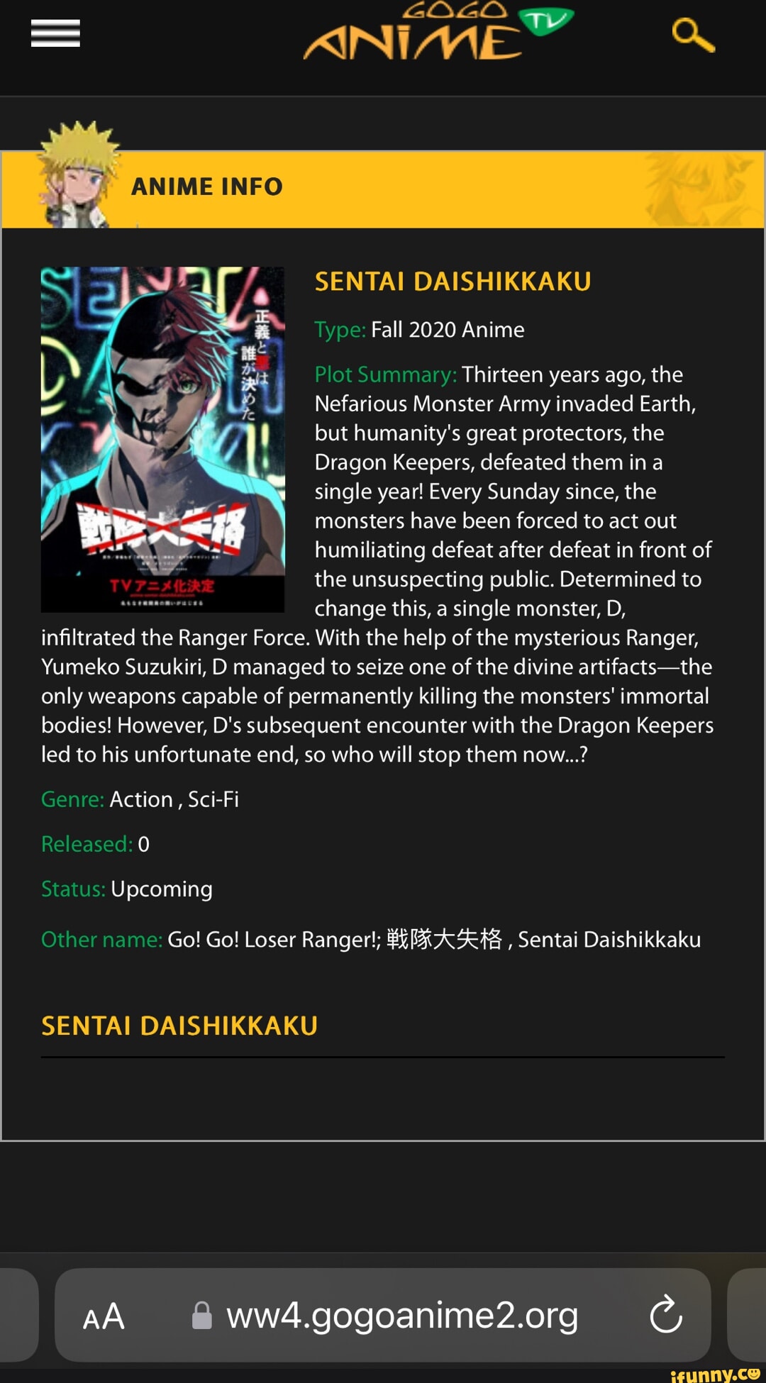 GOGO ww ANIME INFO SENTAI DAISHIKKAKU Type: Fall 2020 Anime Plot ...