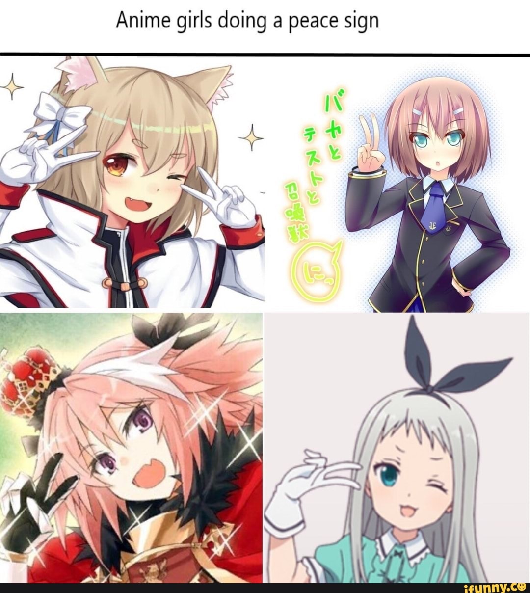 Anime girls doing a peace sign pa - iFunny
