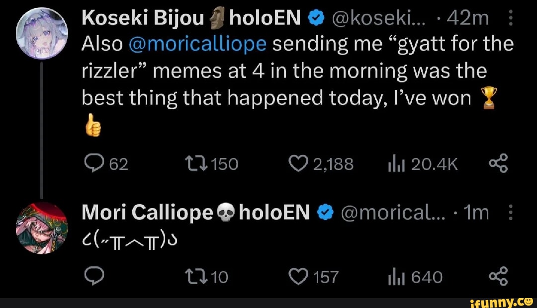 Koseki Bijou holoEN @ @koseki... - S Also @moricalliope sending me ...